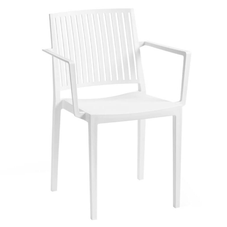 Horeca Stackable Plastic Terrace Chair With Armrest - Evora - White