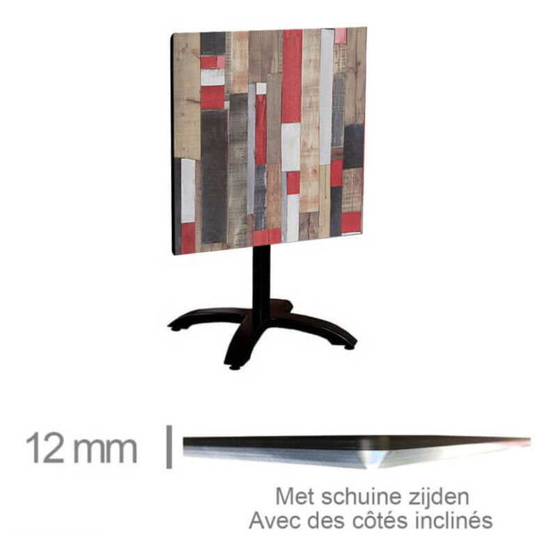 Horeca Table With Folding Frame - Compact Reddenwood - 69x69 Cm